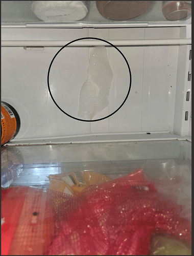 Frost buildup in freezer, ice buildup on interior refrigerator wall and ...